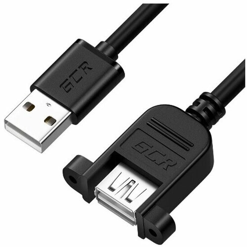 Удлинитель Greenconnect GCR-52446 1.0m USB AM/AF крепление под винт, черный