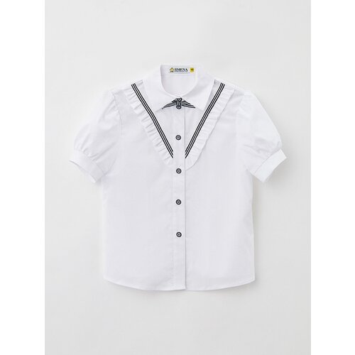 Школьная блуза SMENA, размер 140/68, белый, синий
