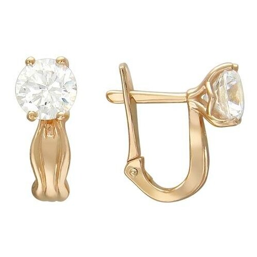 Серьги Эстет, серебро, 925 проба, золочение, фианит, бесцветный