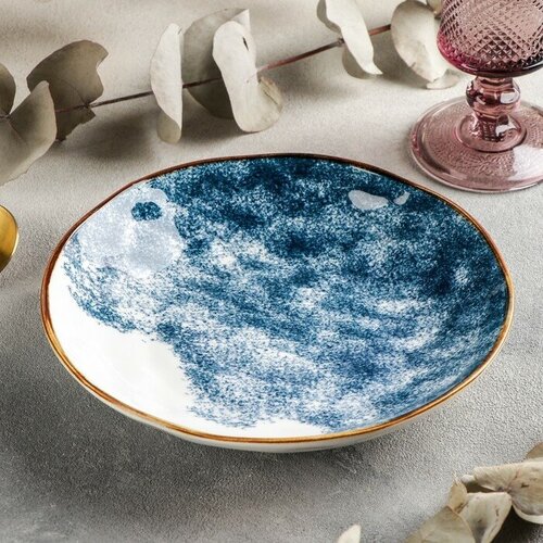 Тарелка керамическая глубокая Море, 400 мл, d-20 см, цвет синий