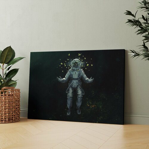 Картина на холсте (космонавт в человек в открытом) 60x80 см/для интерьера/в комнату/на стену/в подарок