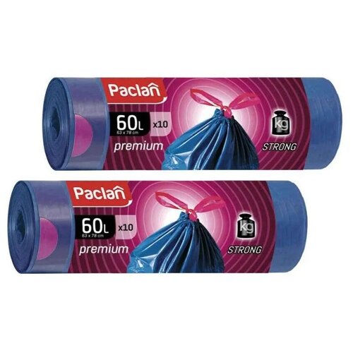 Мешки для мусора Paclan Premium 60 литров 2 рулона по 10 мешков