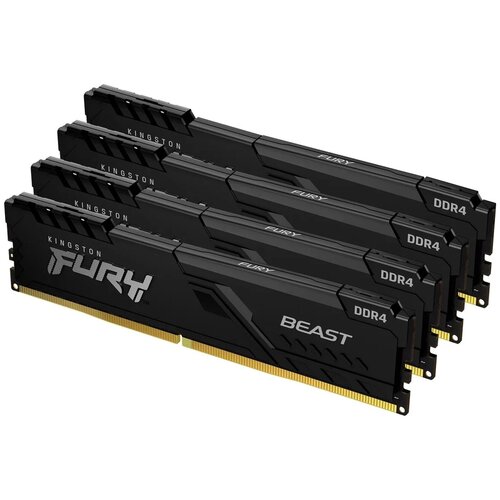 Оперативная память Kingston Fury Beast Black DDR4 3600 МГц 4x16 ГБ (KF436C18BBK4/64)