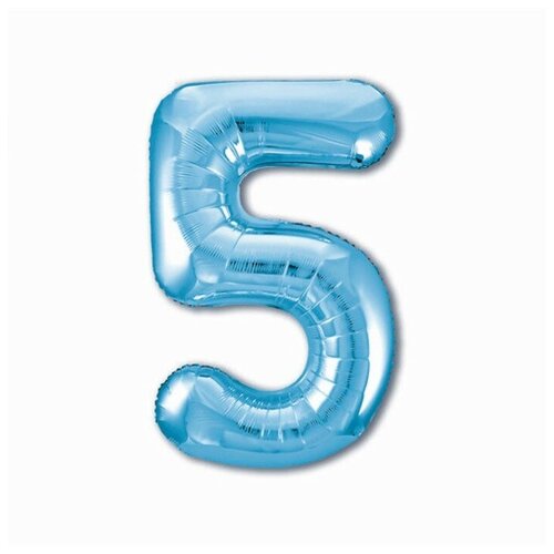 Шар фольгированный 40" "Цифра 5", цвет холодный голубой Slim