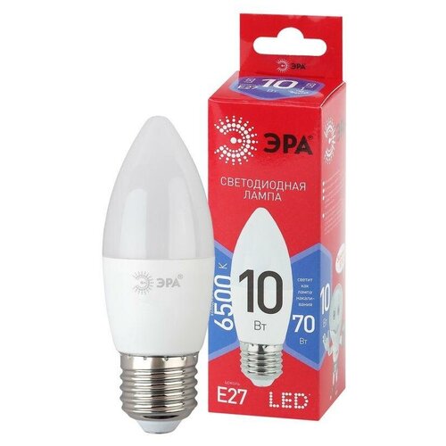 Лампа светодиодная ECO LED B35-10W-865-E27 R (диод свеча 10Вт холодн. E27) (10/100/3500) ЭРА Б0045338 (7шт. в упак.)