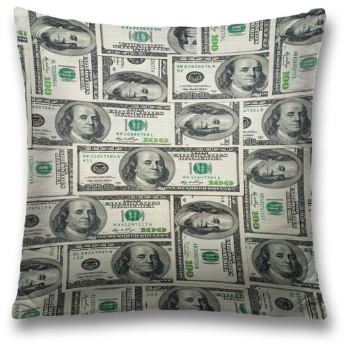 Наволочка декоративная на молнии, чехол на подушку JoyArty "Стодолларовые банкноты" 45х45 см