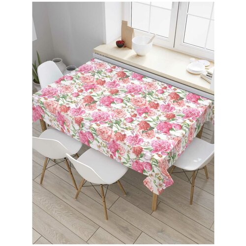 Скатерть прямоугольная JoyArty на кухонный стол "Сад из роз" из оксфорда, 120x145 см