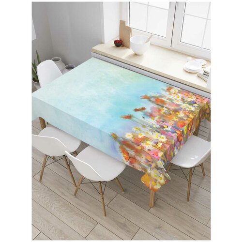 Скатерть прямоугольная JoyArty на кухонный стол "Ромашково поле" из оксфорда, 180x145 см