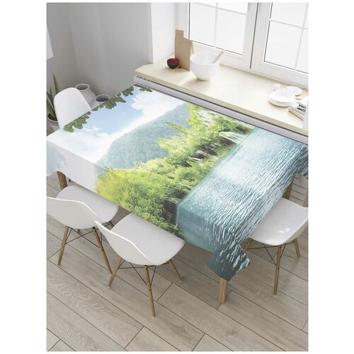 Скатерть прямоугольная JoyArty на кухонный стол "Скрытое озеро" из оксфорда, 180x145 см