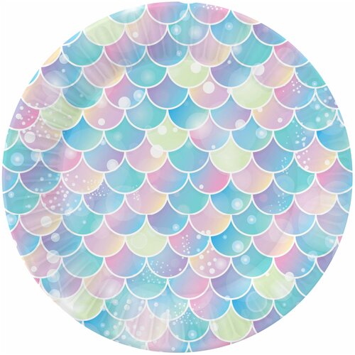 Набор одноразовых бумажных тарелок Русалка - 3, 6 шт d=180 мм