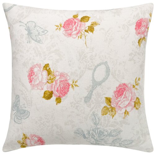 Наволочка - чехол для декоративной подушки на молнии Розовые розы, 45 х 45 см, белый