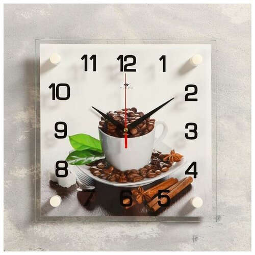 Рубин Часы настенные, серия: Кухня, "Чашка с кофейными зернами", 25х25 см, микс