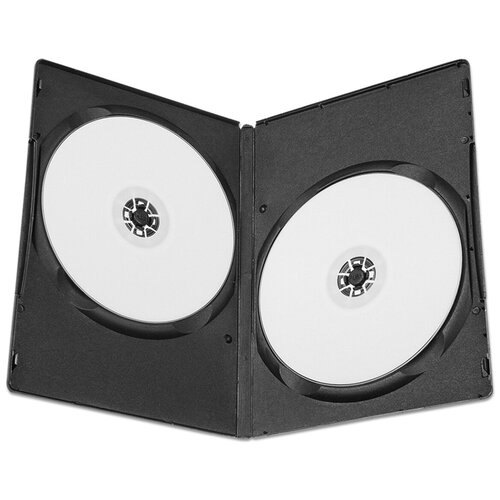 Коробка DVD Box для 2 дисков, 9мм (slim) черная, упаковка 50 шт.