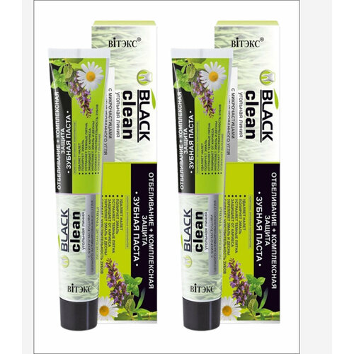 Зубная паста Black clean отбеливание+комплексная защита лечебные травы 85г, 2 шт.