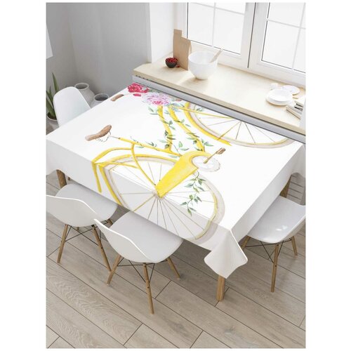 Скатерть прямоугольная JoyArty на кухонный стол "Желтый велосипед" из оксфорда, 180x145 см