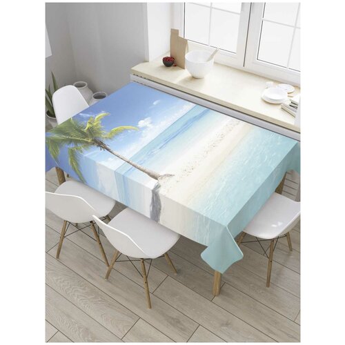 Скатерть прямоугольная JoyArty на кухонный стол "Одинокая пальма на пляже" из оксфорда, 180x145 см