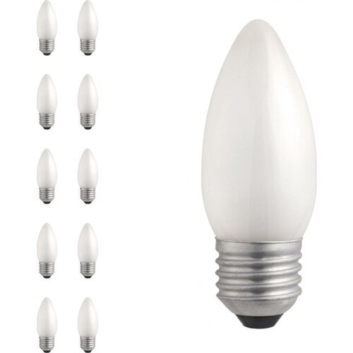 Лампа накаливания JazzWay B35 60W E27 матовая свеча (комплект из 10 шт)