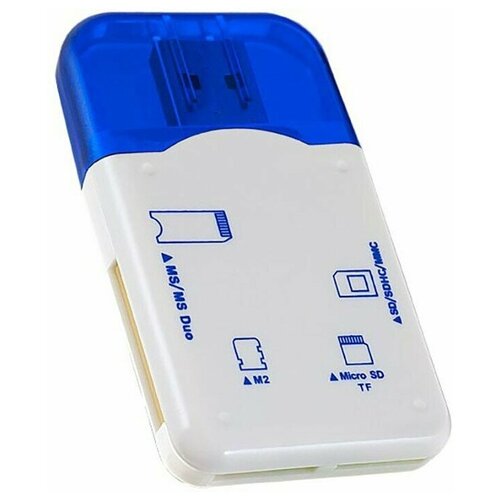 Картридер Perfeo Card Reader SD/MMC+Micro SD+MS+M2 (PF-VI-R010-Blue)