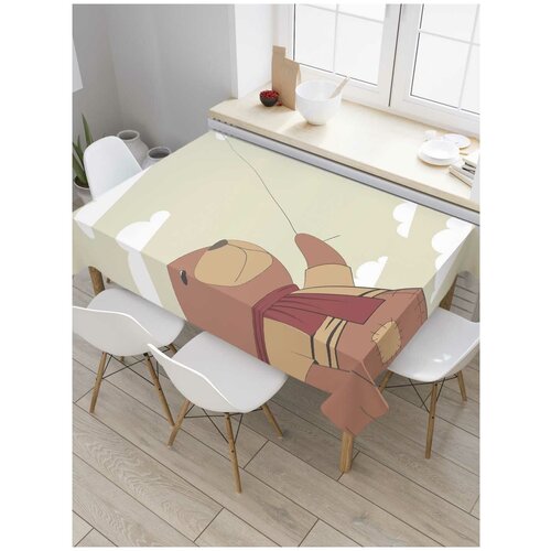 Скатерть прямоугольная JoyArty на кухонный стол "Мишка с шариком" из оксфорда, 120x145 см
