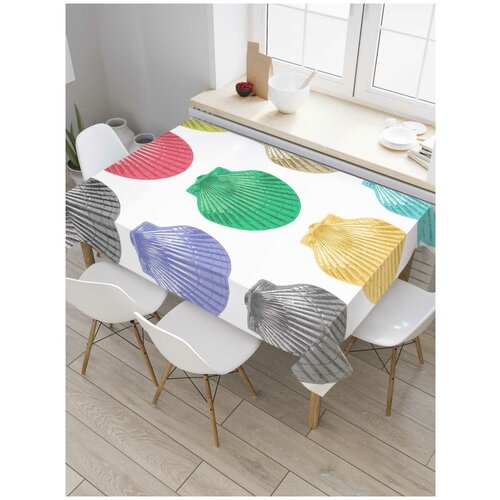 Скатерть прямоугольная JoyArty на кухонный стол "Ракушки на любой вкус" из оксфорда, 120x145 см