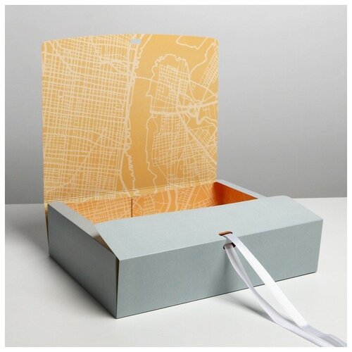 Дарите Счастье Коробка подарочная складная двухсторонняя, упаковка, «Путешествие», 31 х 24.5 х 8 см
