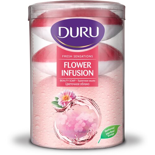 DURU Мыло кусковое Fresh sensations Цветочное облако, 4 шт., 100 г