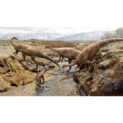 Картина на холсте 60x110 LinxOne "Доисторические времена динозавры" интерьерная для дома / на стену / на кухню / с подрамником