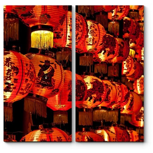 Модульная картина Теплый свет китайских фонариков 100x100