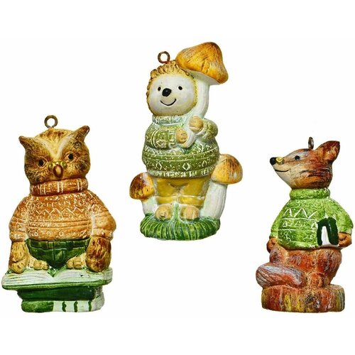 Набор ёлочных игрушек маленькие, терракота, 7.6 см (3 шт.), Kaemingk (Decoris)