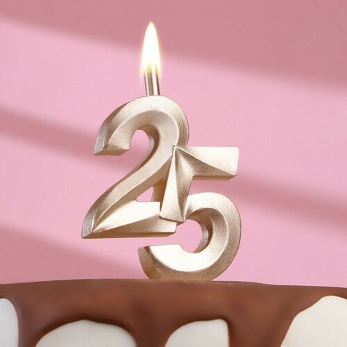 Свеча в торт "Юбилейная", цифра 25, 12,3х6,7 см, шампань