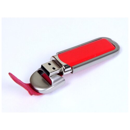 Кожаная флешка для нанесения логотипа с массивным корпусом (64 Гб / GB USB 2.0 Красный/Red 212 флеш накопитель SUPERTALENT DL)