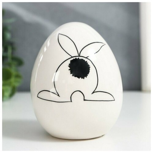 Сувенир керамика яйцо "Заячий хвостик" 6.3х6.3х9 см