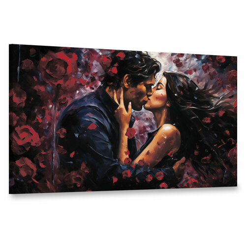 Интерьерная картина 100х60 "Розы в вихре страстей"