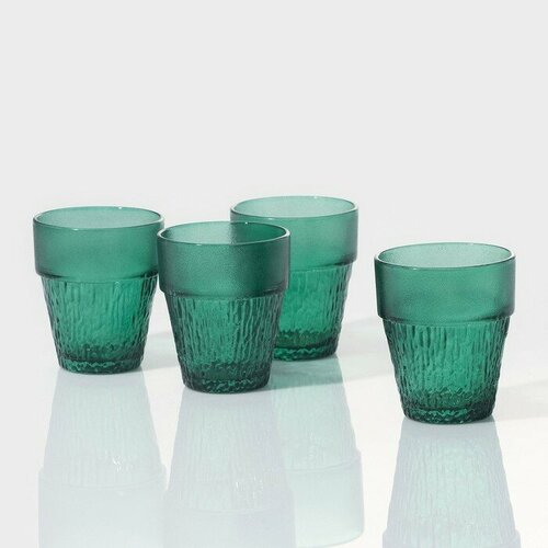 Набор стеклянных стаканов «Green Tree», 200 мл, 4 шт, цвет зелёный