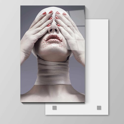 Картина на стекле - "Женщина с закрытыми глазами" размер 135-90 см
