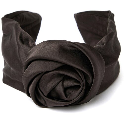 Черный атласный ободок с розой из ткани Размер onesize черный
