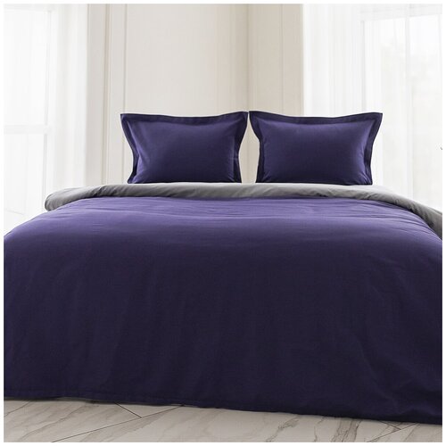 Комплект постельного белья La Prima постельное белье FUSION сатин двусторонний индиго, размер 2 спальный (175x215см)