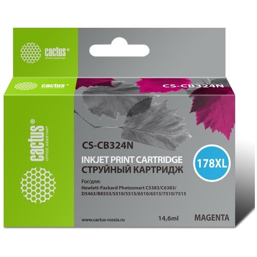 Картридж струйный Cactus CS-CB324NCS-CB324 178XL пурпурный 14.6мл для HP PS B8553C5383C6383