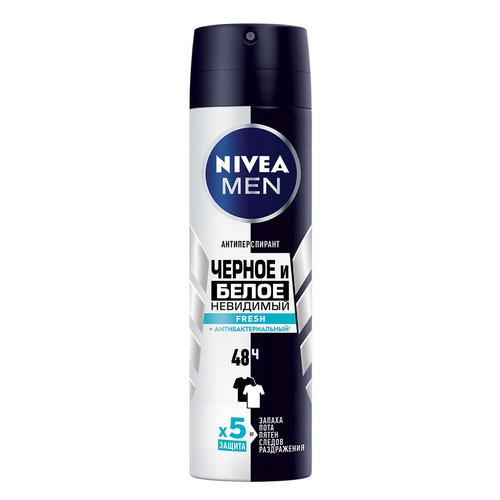 Nivea Men Дезодорант-антиперспирант спрей Невидимый для черного и белого Fresh, 150 мл - 1 шт