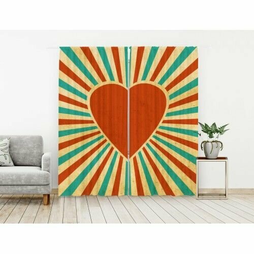 Комплект штор из блэкаута, Сердце, 150/300 - 2 полотна