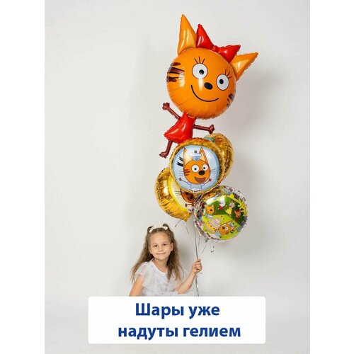 Облако из воздушных шаров с гелием Карамелька - Три кота, подарок на день рождения