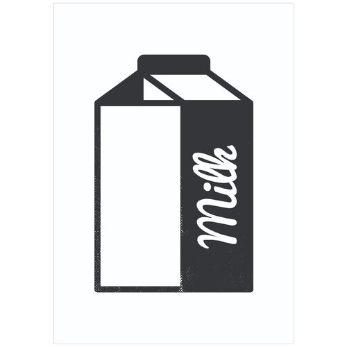 Интерьерный постер на стену в подарок "Milk" размера 50х70 см 500*700 мм в черной раме для декора комнаты, офиса или дома