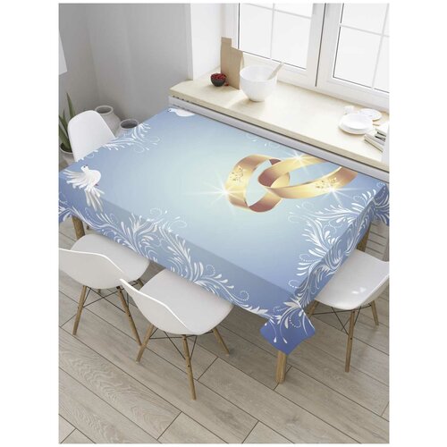 Скатерть прямоугольная JoyArty на кухонный стол "Свадебная рамка" из оксфорда, 120x145 см