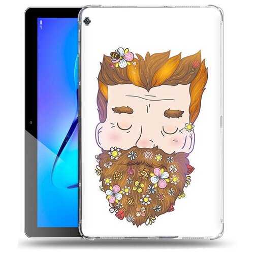 Чехол задняя-панель-накладка-бампер MyPads мужчина с цветами в бороде для Huawei MediaPad M3 Lite 10 Wi-Fi/ LTE (BAH-AL00/W09) противоударный