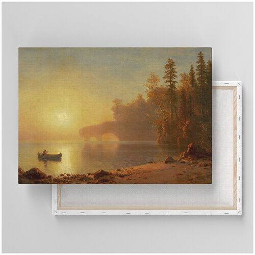 Картина на холсте с подрамником / Albert Bierstadt - Indian Canoe / Альберт Бирштадт