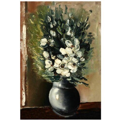 Репродукция на холсте Букет белых цветов (Bouquet of white flowers) №1 Вламинк Морис 50см. x 73см.