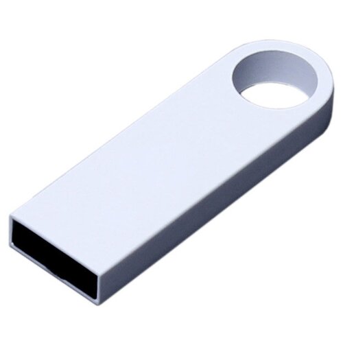Компактная металлическая флешка с круглым отверстием (16 Гб / GB USB 2.0 Белый mini3 Flash drive ME050)