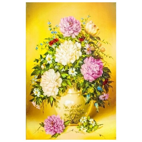 Репродукция на холсте Цветы в вазе (Flowers in a vase) №76 Пищик Филипп 50см. x 76см.
