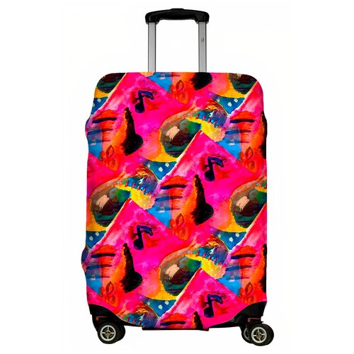 Чехол для чемодана LeJoy, размер M, черный, розовый
