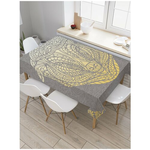 Скатерть прямоугольная JoyArty на кухонный стол "Орнаментальный баран" из оксфорда, 120x145 см